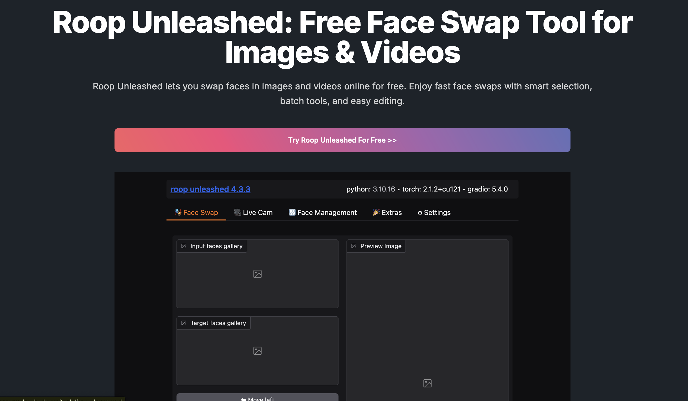 Roop Unleashed: Roop Unleashed Free Playground